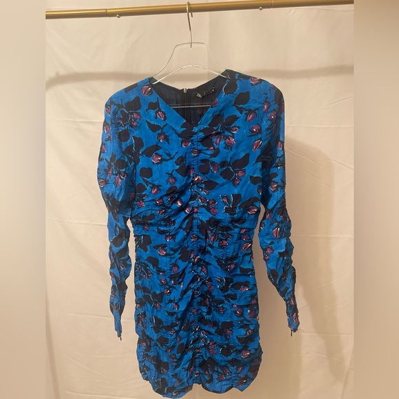 Zara | Dresses | Zara Draped Blue Floral Ruched Mini Dress Nwt | Poshmark